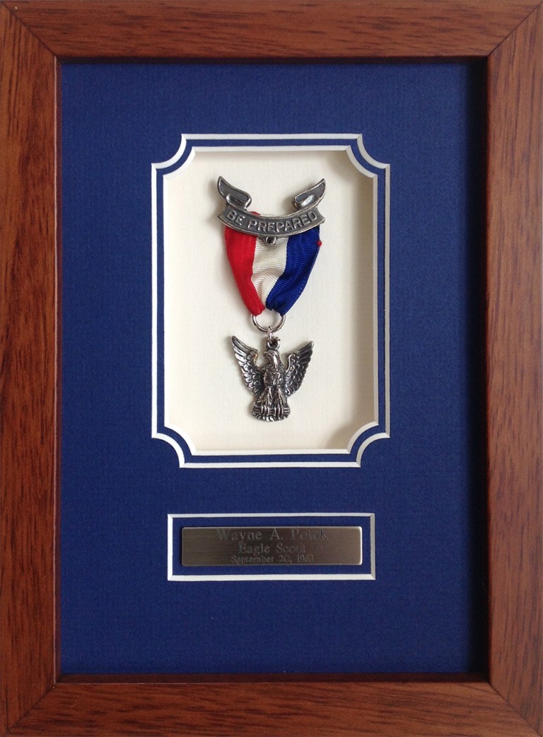 Custom Framed Eagle Scout Pin – Whispering Woods Gallery